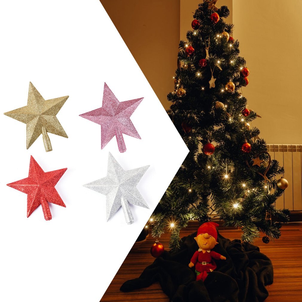 Christmas Tree Top Star 3D Five-point Star 15cm Ch... – Grandado