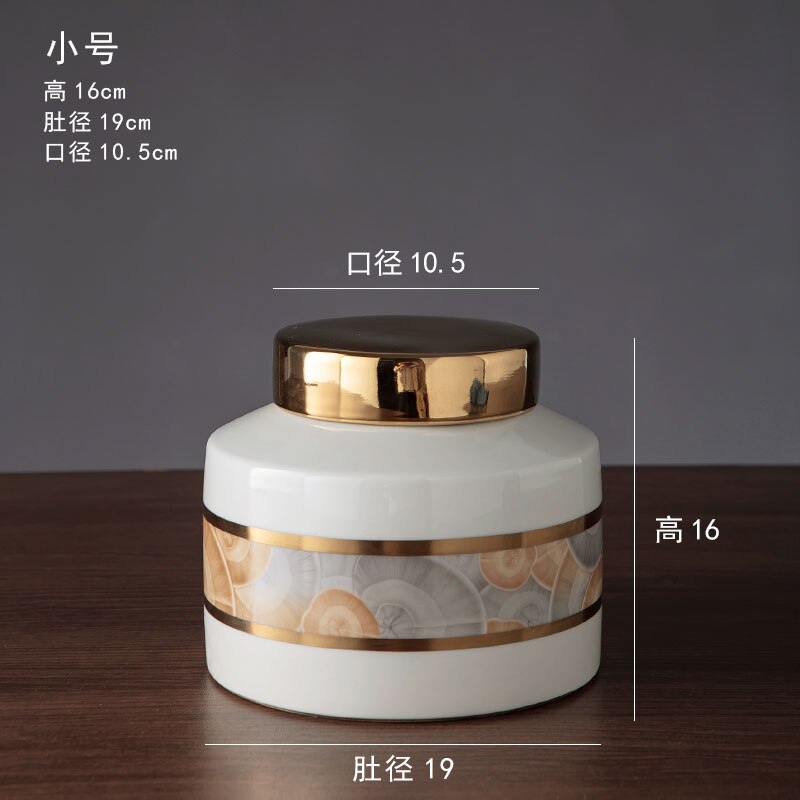 Painted Ceramic Vases Storage Jar with Lid Golden ... – Grandado