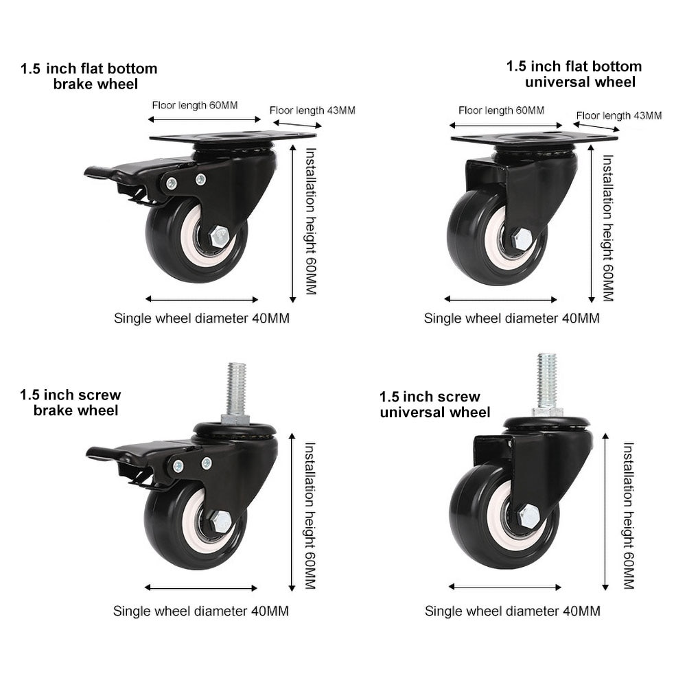 1.5 Inch PVC Universal Caster Truckle Swivel Wheel... – Grandado