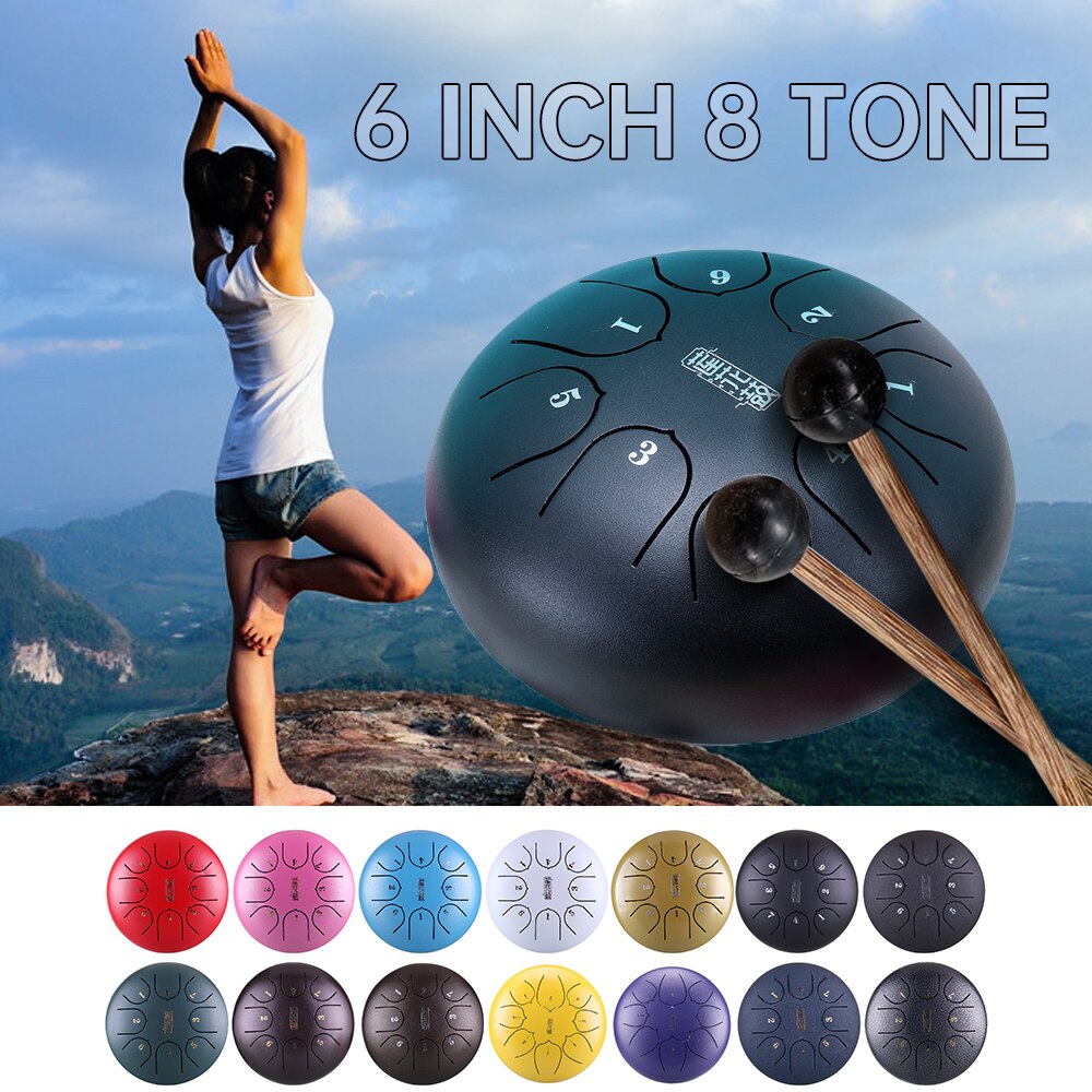 6inch Tongue Drums Steel 8-Tone Hand Drums Empty L... – Grandado