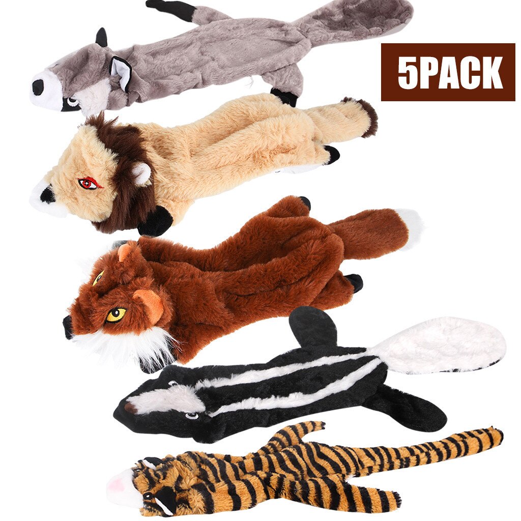 5 Pack cute plush toys squeak pet wolf rabbit anim... – Grandado