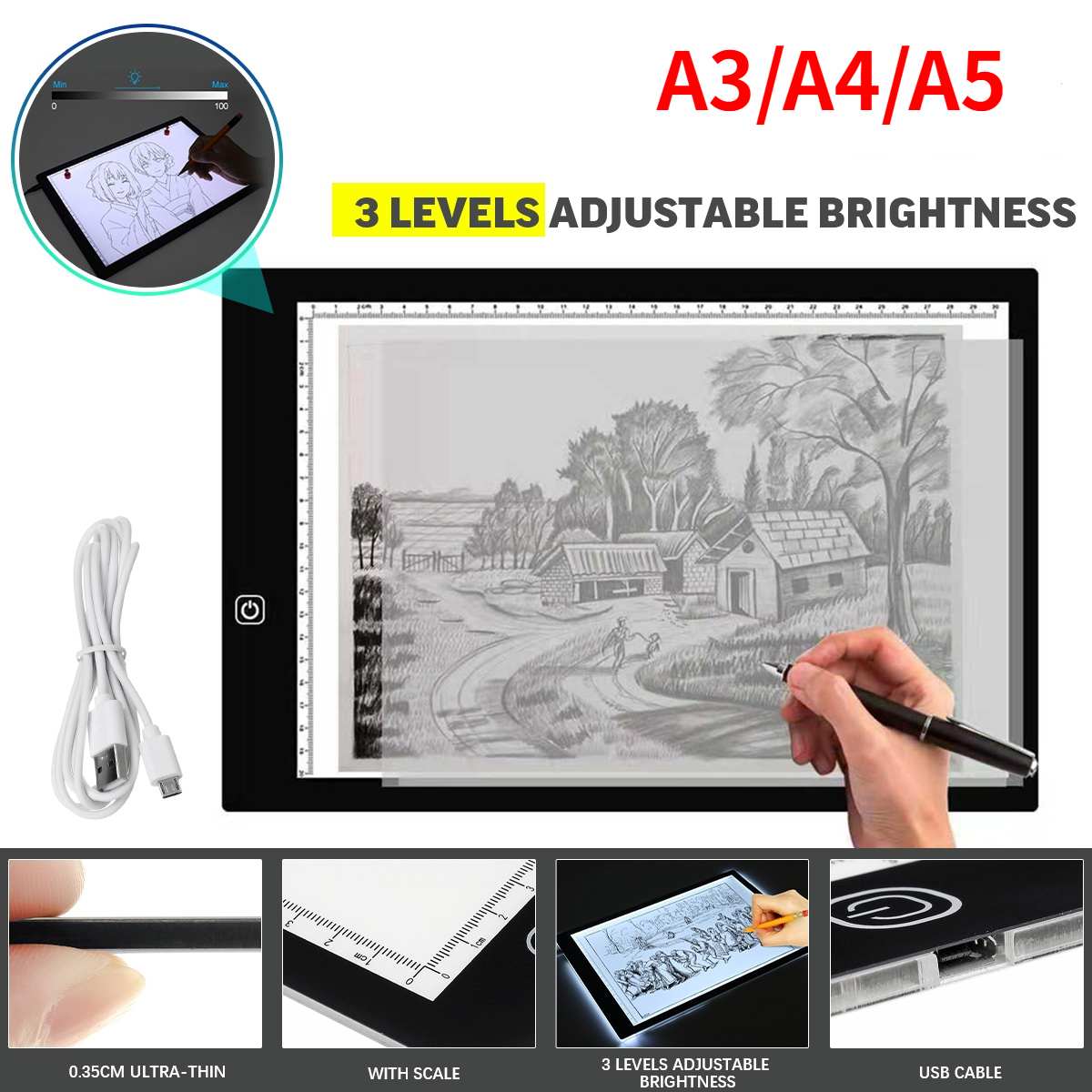 5V A3 A4 A5 Lumière Led Pad Tablette Diamant Peint... – Grandado