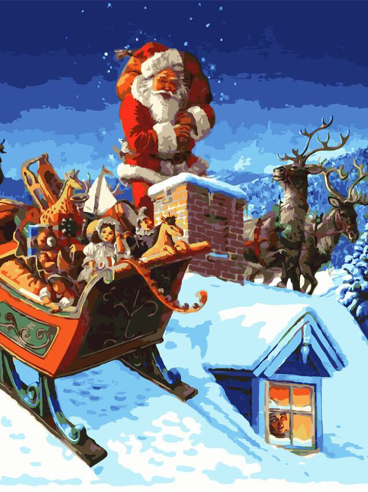 HUACAN DIY Oil Painting Snowman Kits Drawing Canva... – Grandado