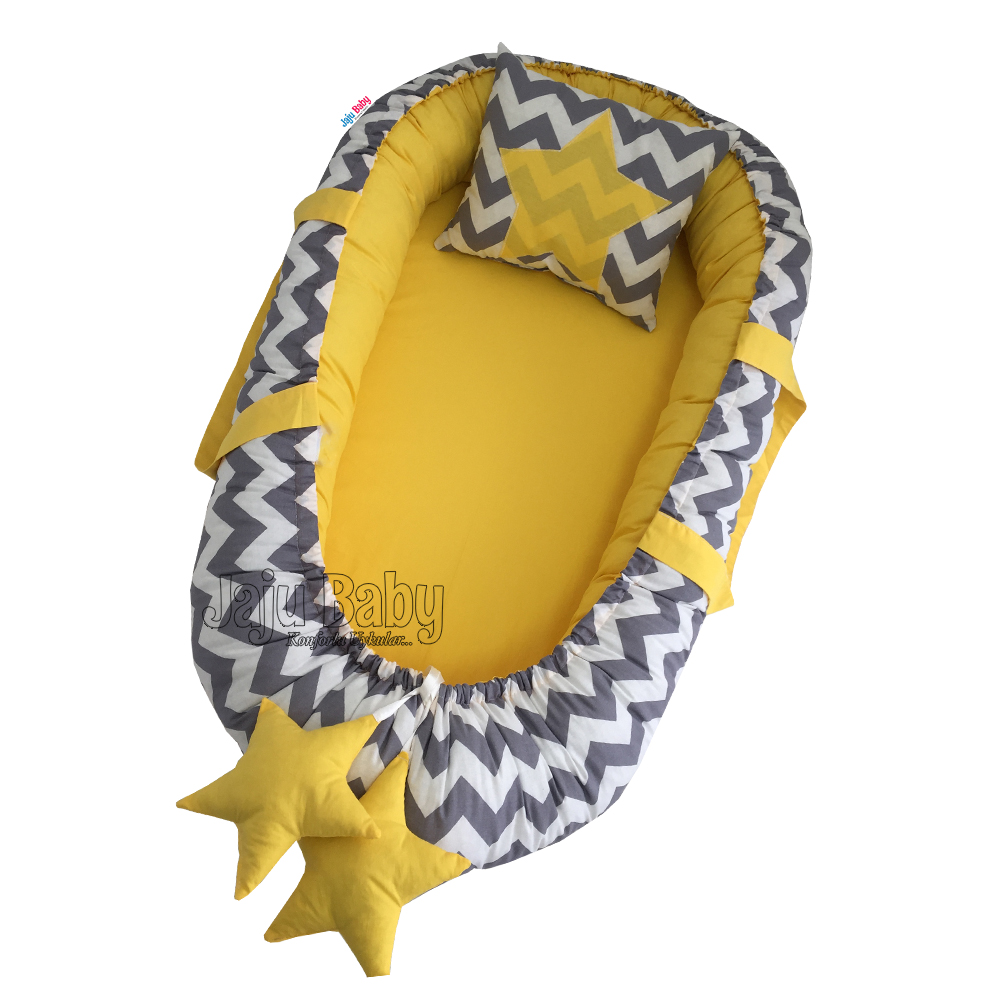 Jaju Baby Gray Zigzag Luxury Babynest Orthopedic B... – Grandado