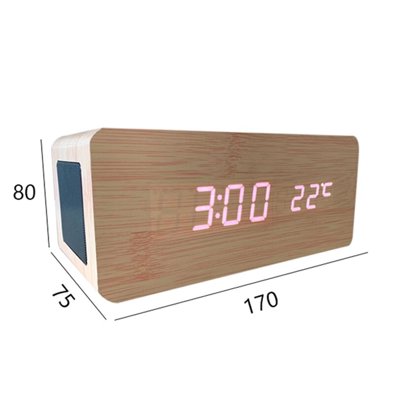 Bamboo Wooden Alarm Clock with Bluetooth Speaker V... – Grandado
