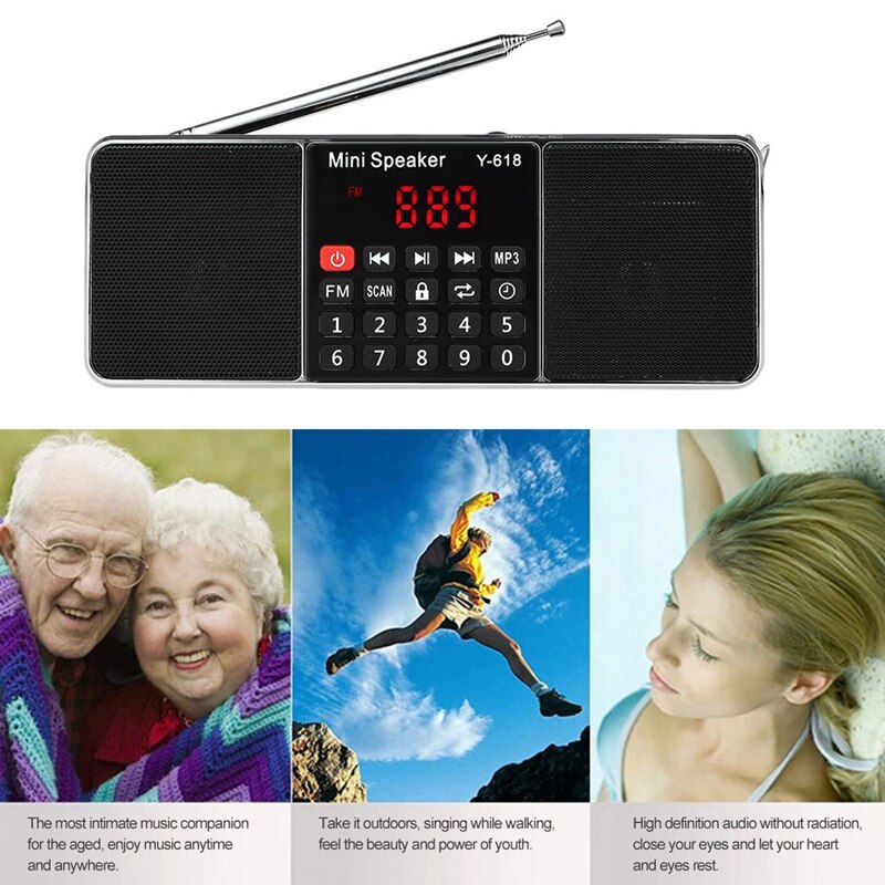 Y-618 Mini Fm Radio Digital Portable Dual 3W Stere... – Grandado