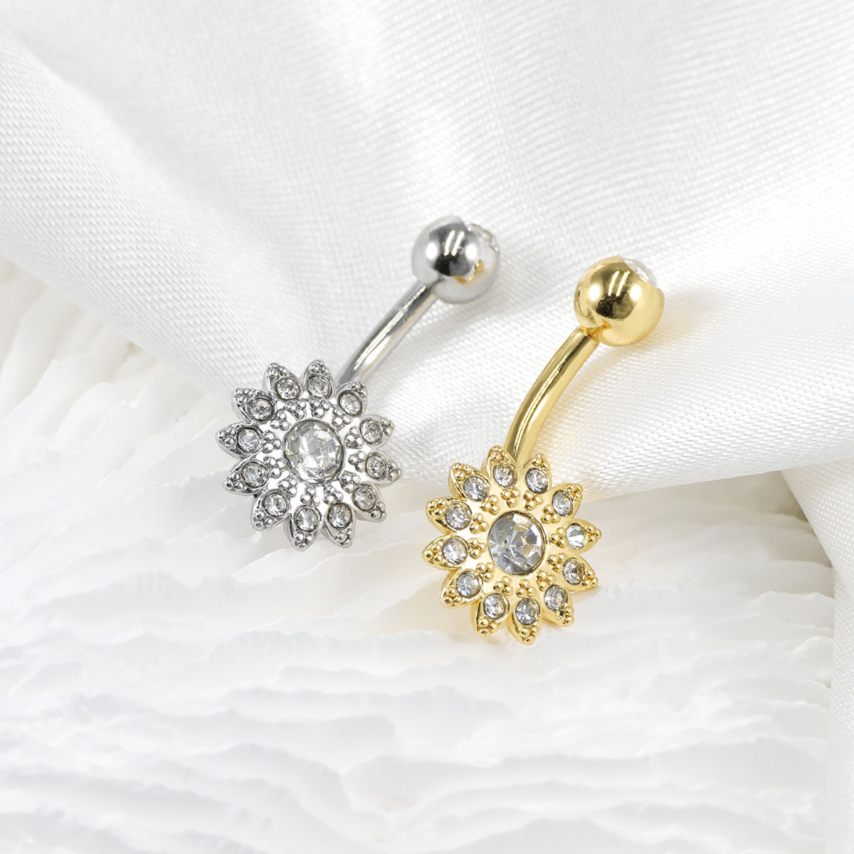 Sunflower Belly Button Ring White AB Zircon Bling ... – Grandado