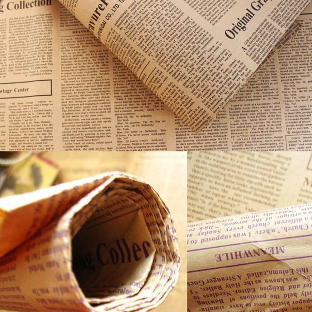52x75cm Wrapping Paper Roll Vintage Newspaper Doub... – Grandado