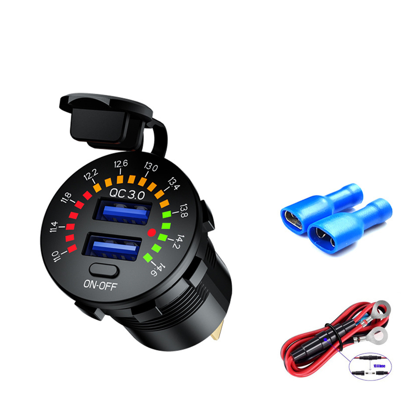 Qc 3.0 dobbel usb billader 12v 24v vanntett 18w us... – Grandado