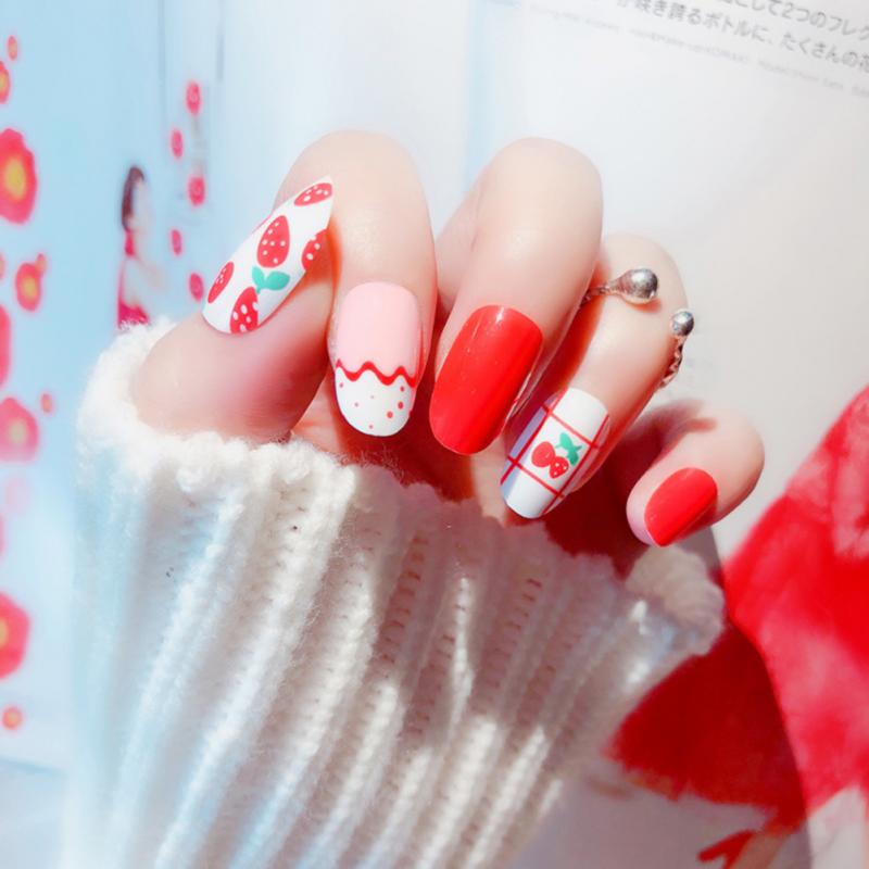 24pcs False Nails Net Cute Red Strawberry Finished... – Vicedeal