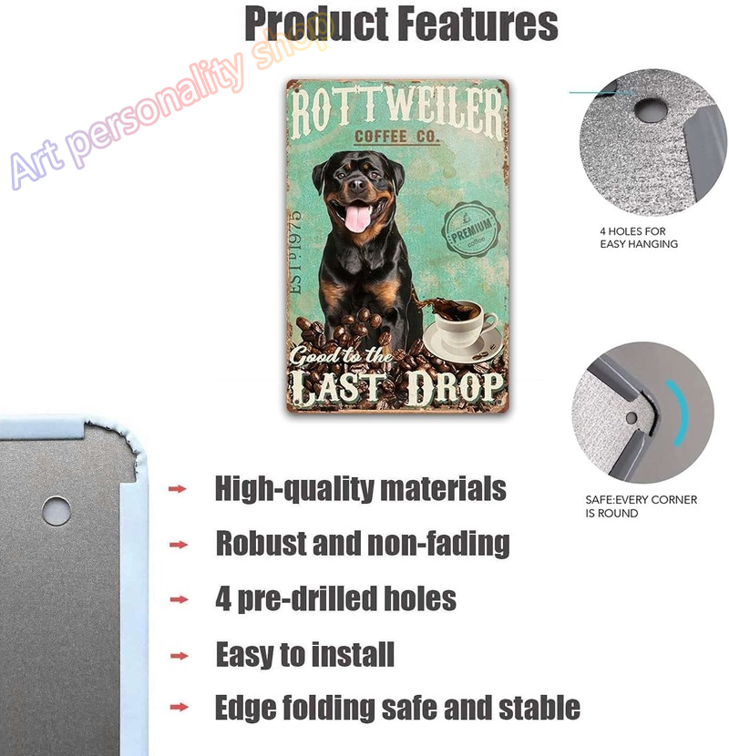 for Rottweiler Lovers Tin Sign Rottweiler Poster W... – Vicedeal