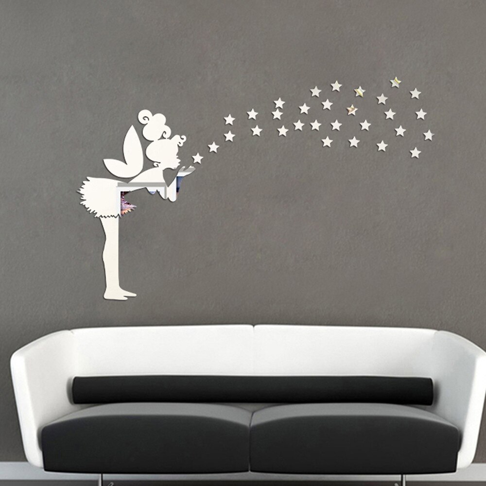 Espejo 3D de Ángel, Hada Mágica y estrellas, pegat... – Grandado