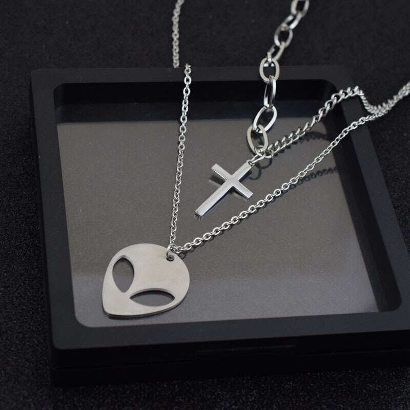 Punk Rock Stainless Steel Long Chain Double Layer ... – Grandado