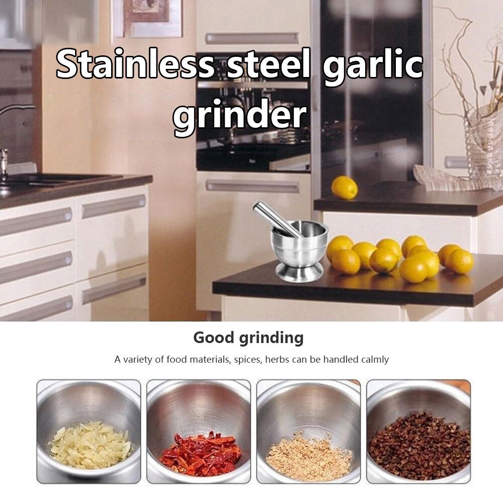 Stainless Steel Mortar Pestle Garlic Pounder Spice... – Grandado