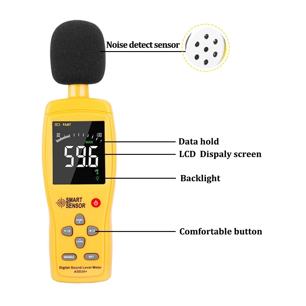Digital Sound Geluidsniveau Meter Decibel Detector... – Vicedeal