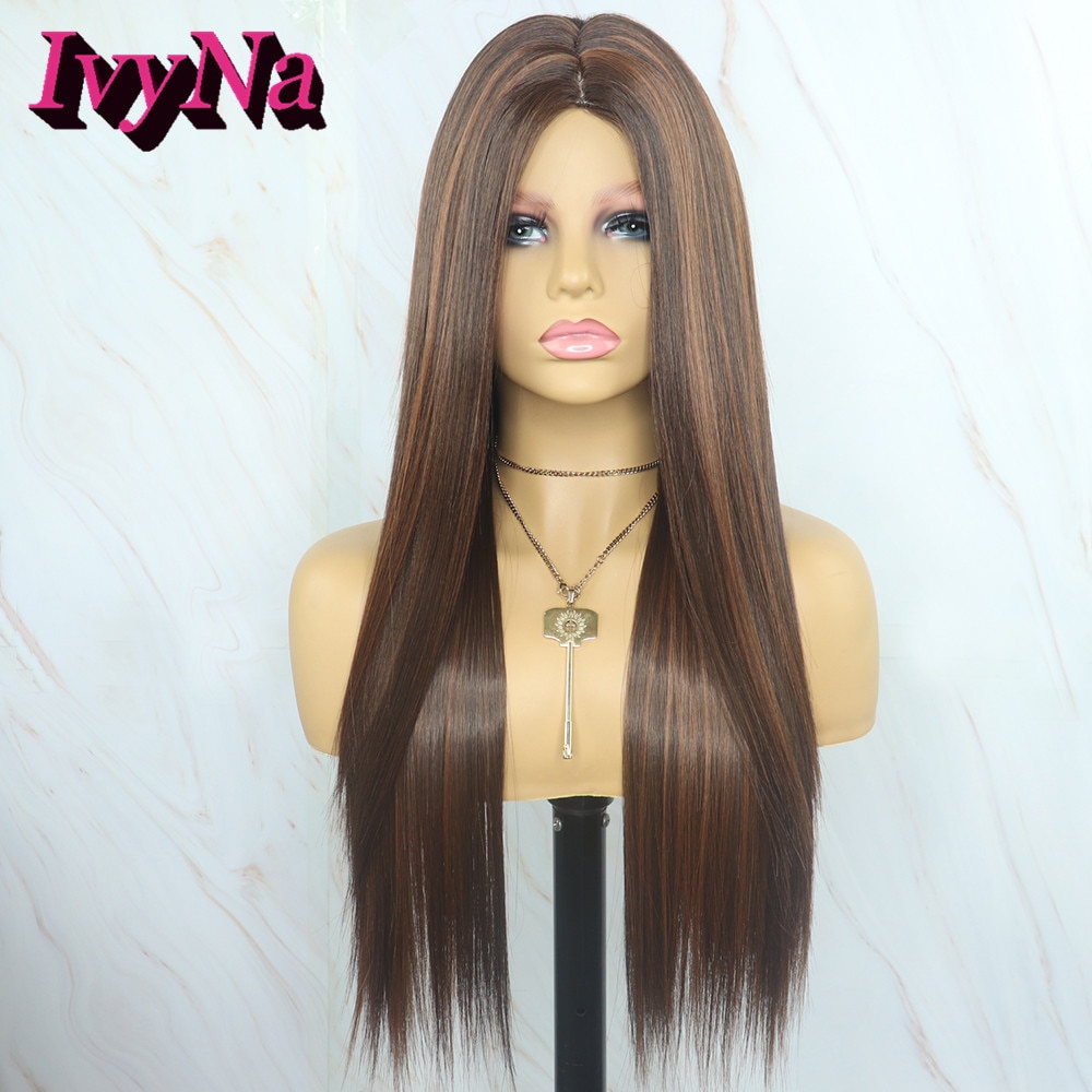 IvyNa Brown Highlight Synthetic Wig for Black Wome... – Grandado