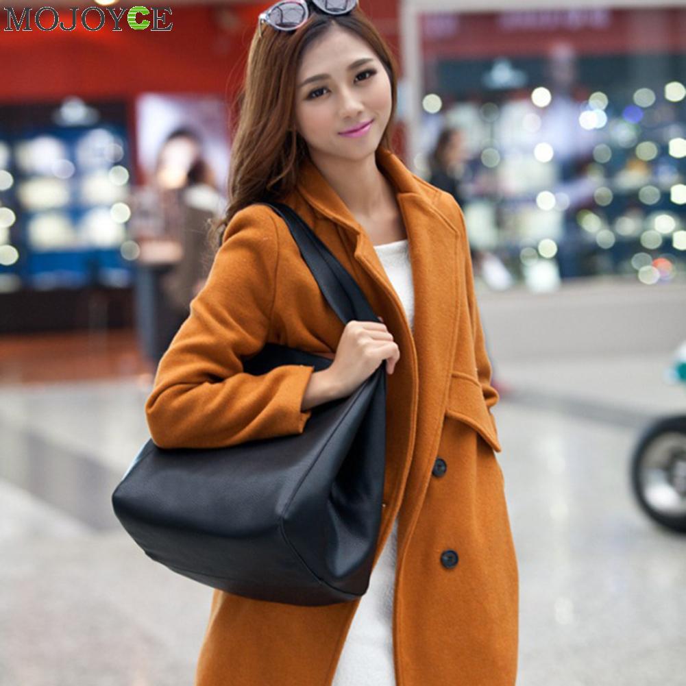 2pcs Solid Color Women PU Leather Shoulder Handbag... – Vicedeal