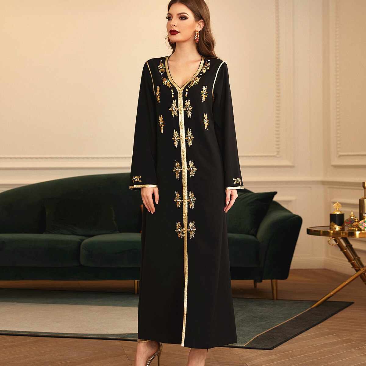Latest diamond beading dress Muslim Robe abaya sya... – Grandado