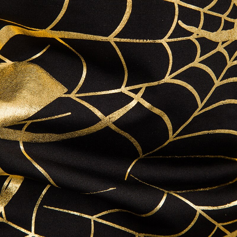 Spider Web Shirt Men Gold Bronzing Print Streetwea... – Grandado