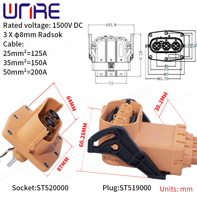 1Pcs 125/150/200A DC 1500V HV Connector High Volta... – Vicedeal