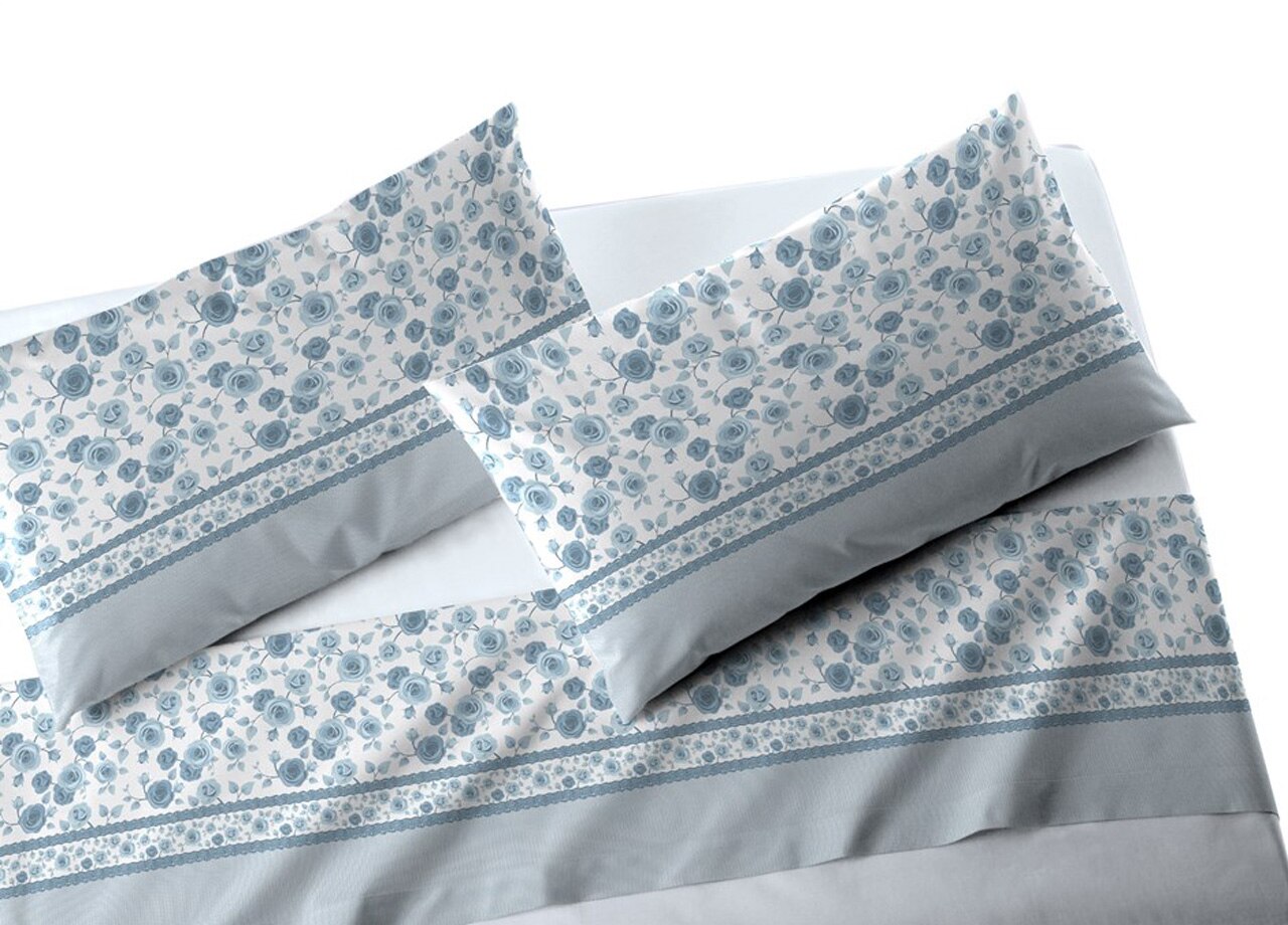 Draps en flanelle 8217 Var. 4 gris-bleu motif OB c... – Grandado
