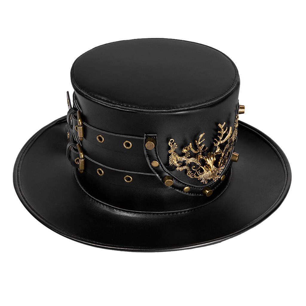 Goochelaar Top Hoed Lederen Steampunk Party Caps V... – Grandado