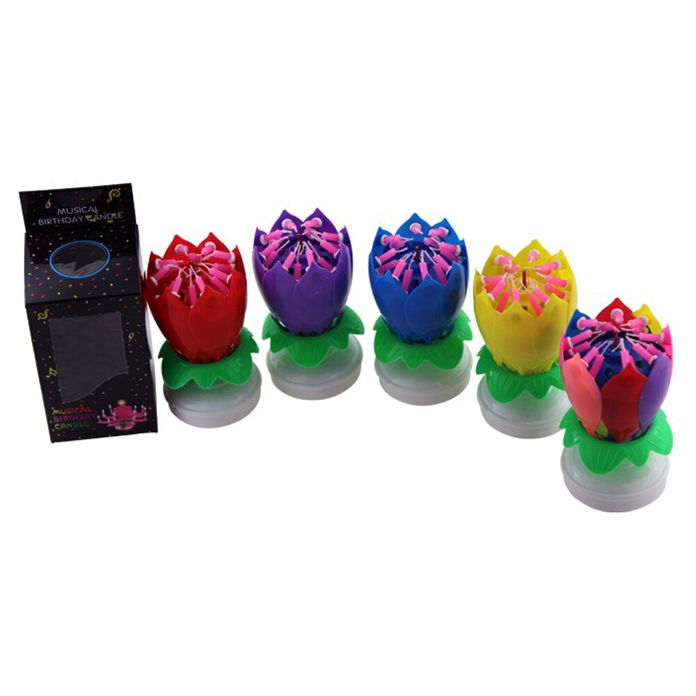 Upgrade Multicolor Roterende Lotus Taart Kaars Ele... – Vicedeal