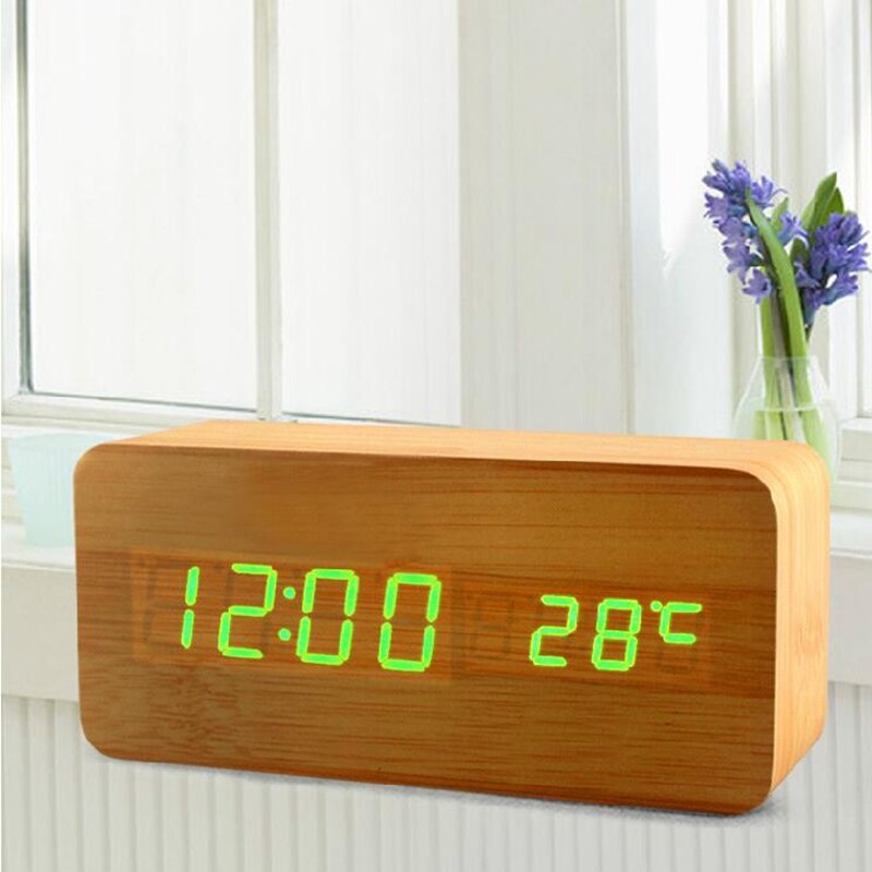 led voice-activated wood clock home office power s... – Grandado