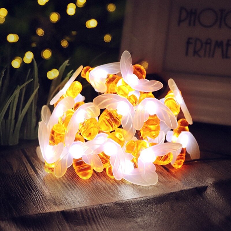 Solar Powered Honey Bee String Lights 30 LED Solar... – Grandado