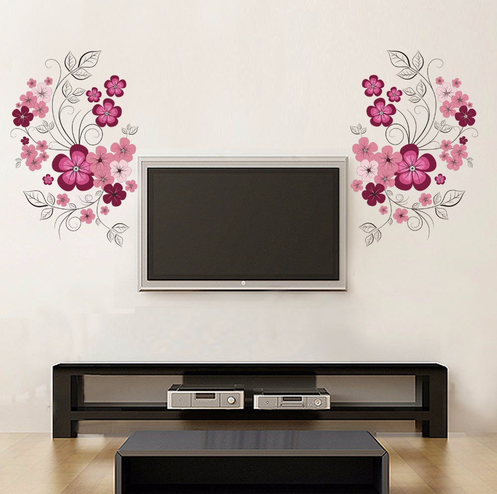 Removable Vinyl Wall Stickers Flowers Living Room ... – Vicedeal