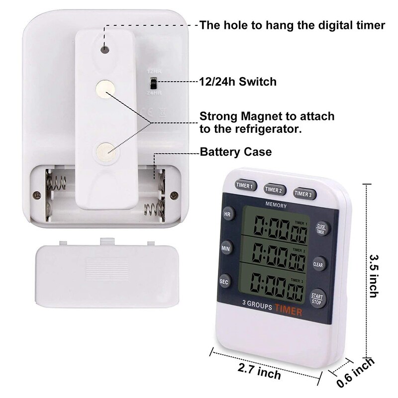 Digital Timer 100 Hour Triple Count Down/Up Clock ... – Vicedeal