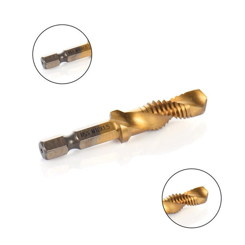 6 stk. m3-m10 sekskantet skaft titanbelagt hss 43... – Grandado