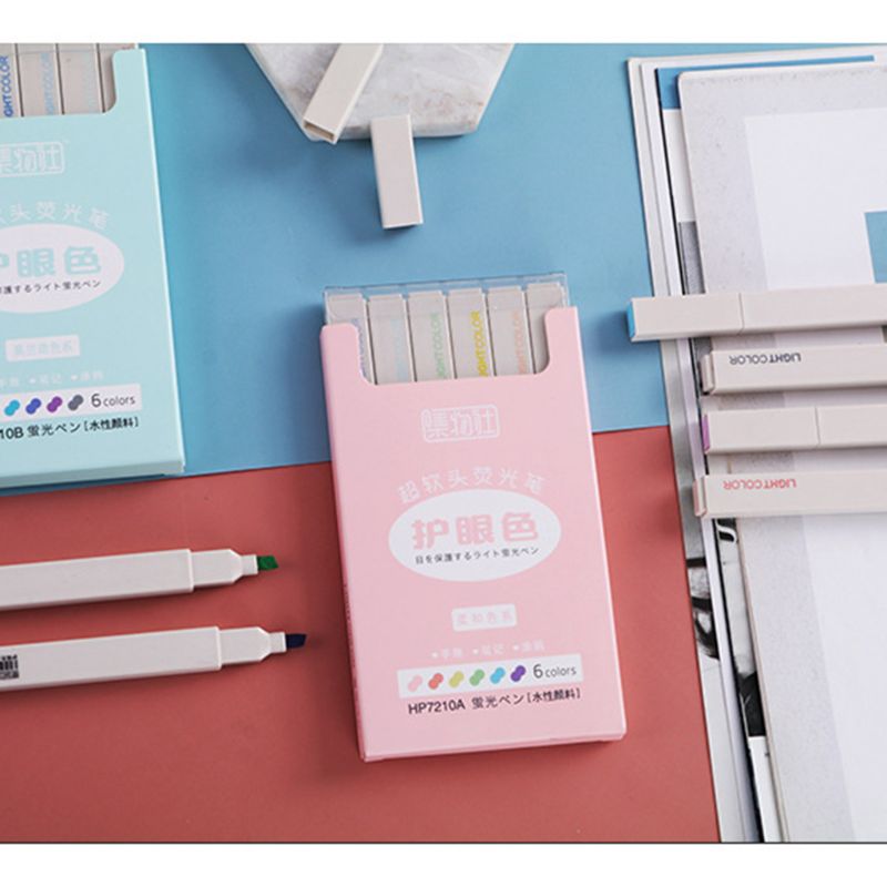 6pcs 12.8cm Super Soft Highlighter Marker Pens Set... – Grandado
