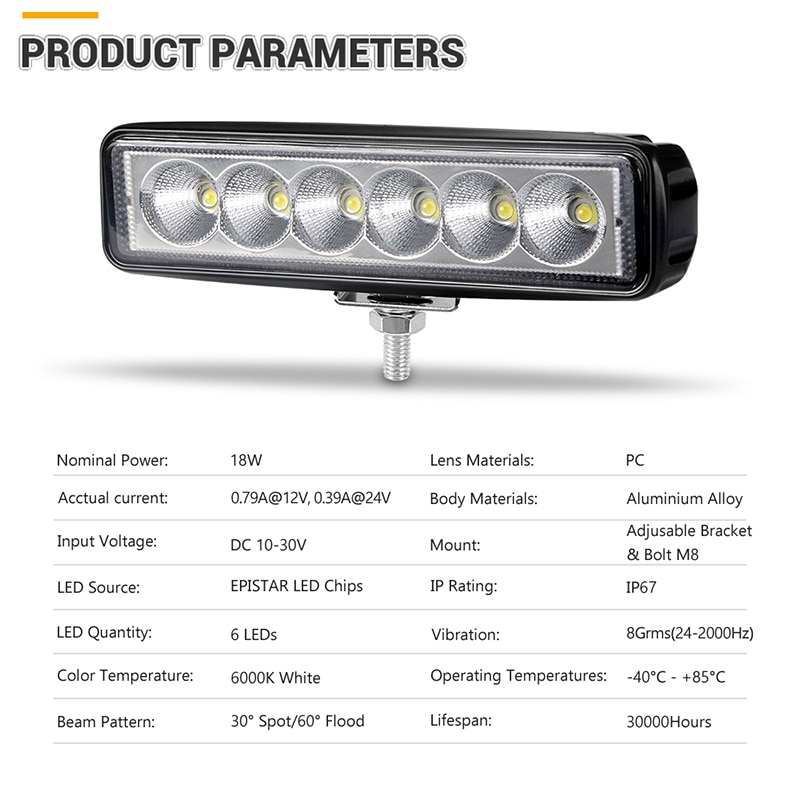 6 Inch 18W Offroad Drl Led Verlichting Flood Beam ... – Grandado