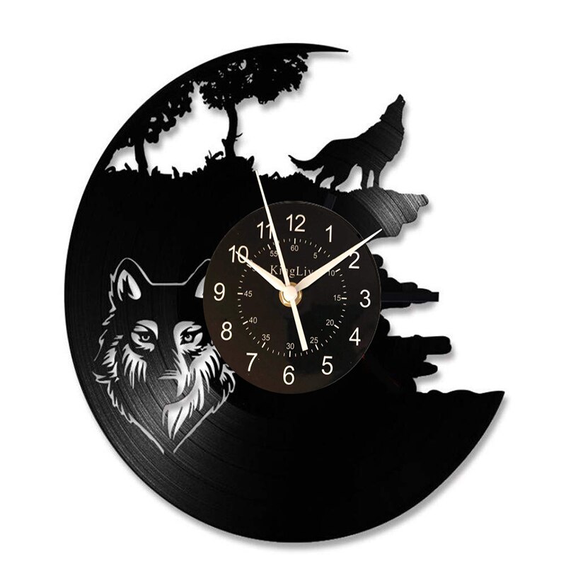 Wolf LED Vinyl Wall Clock Vintage Wall Decor Light... – Grandado