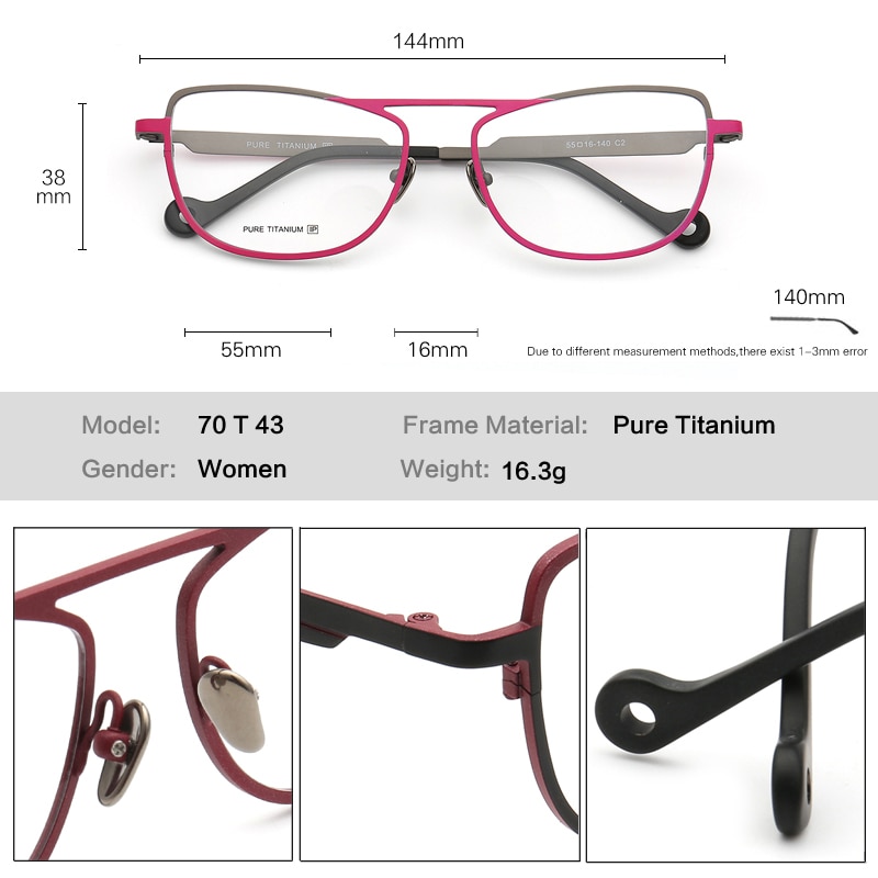 MUZZ Pure Titanium Eyeglasses Frame Cat eye Women ... – Vicedeal