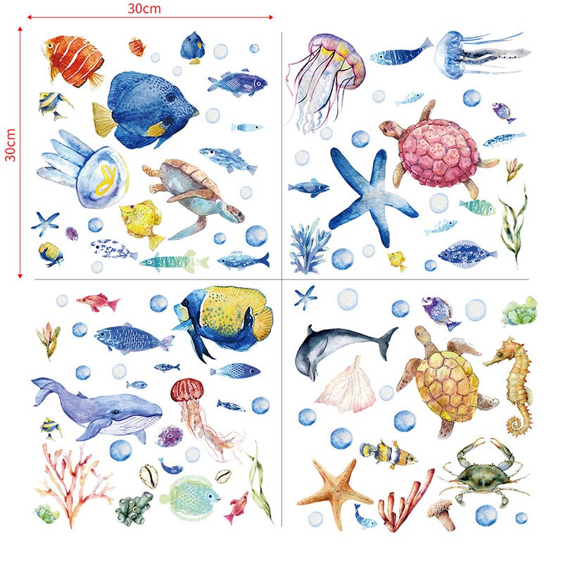 Cartoon Underwater World Wall Stickers for Kids ro... – Grandado