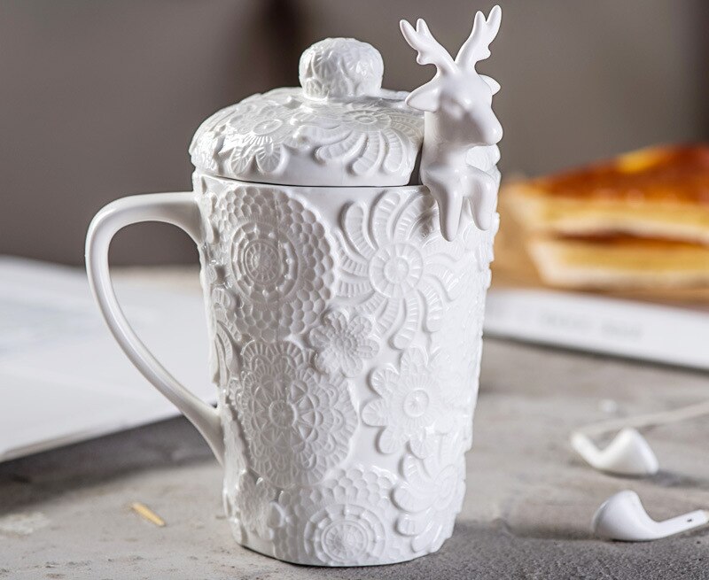 320Ml, Porselein Rendier Mok Met Lepel, Kerst , Vi... – Grandado