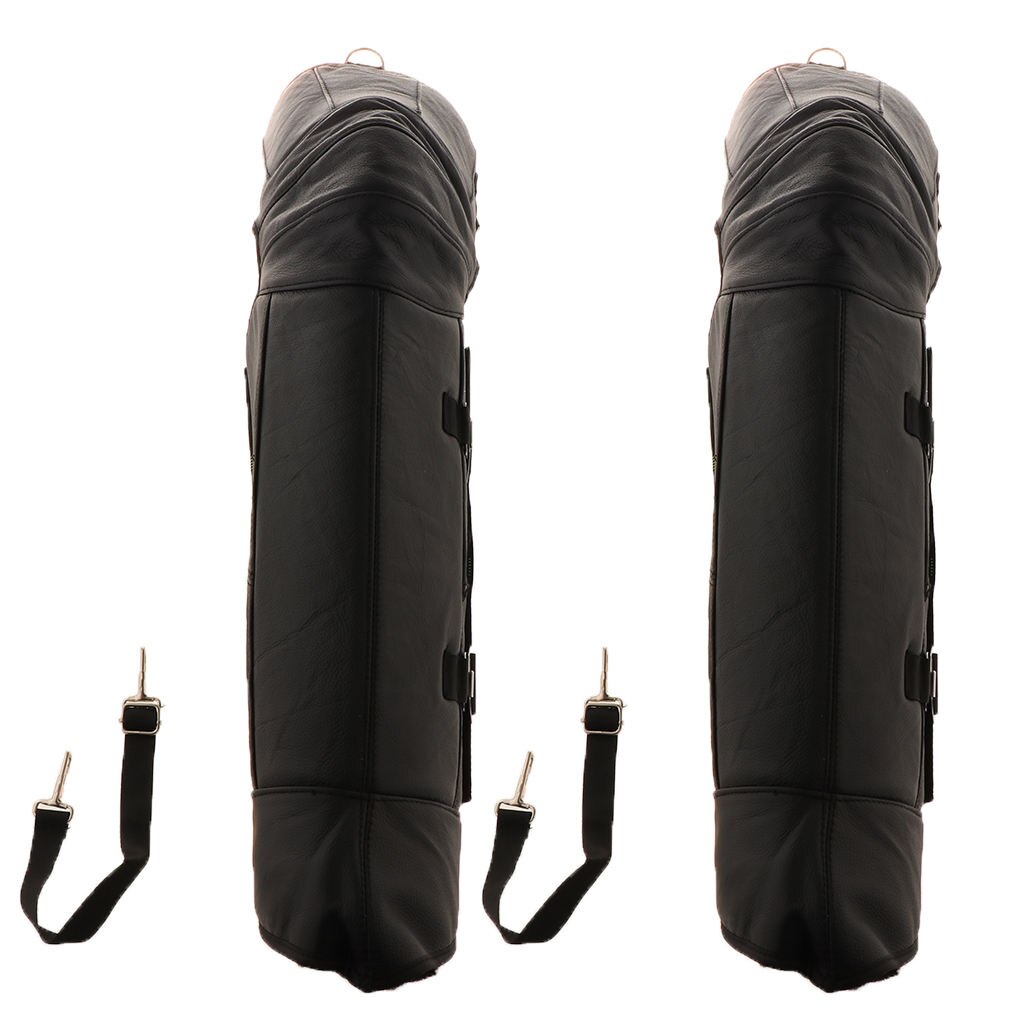 Black Leather Warm Knee Pad Leg Warmer Protector M... – Grandado