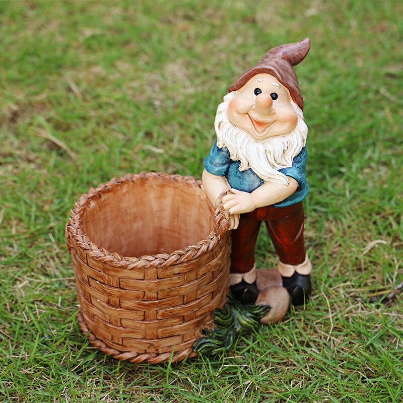 Modern sculpture dwarf elf flower pot resin decora... – Grandado