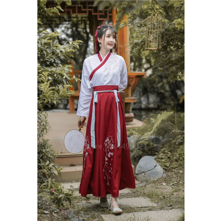 Chinese National Style Woman Hanfu Dress Floral Em... – Grandado