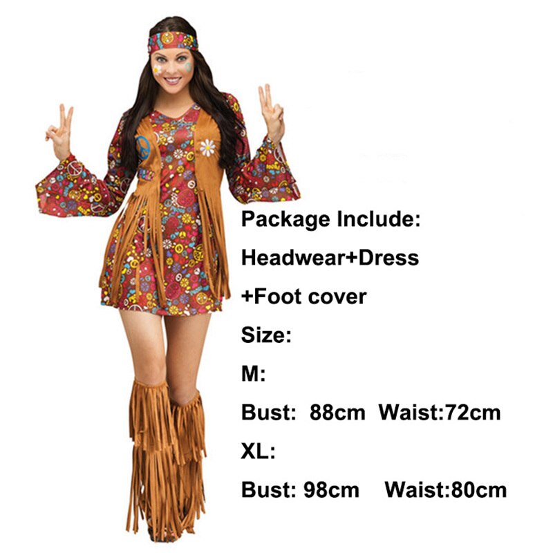 Retro 60s 70s Hippie Cosplay Carnival Halloween Co... – Grandado