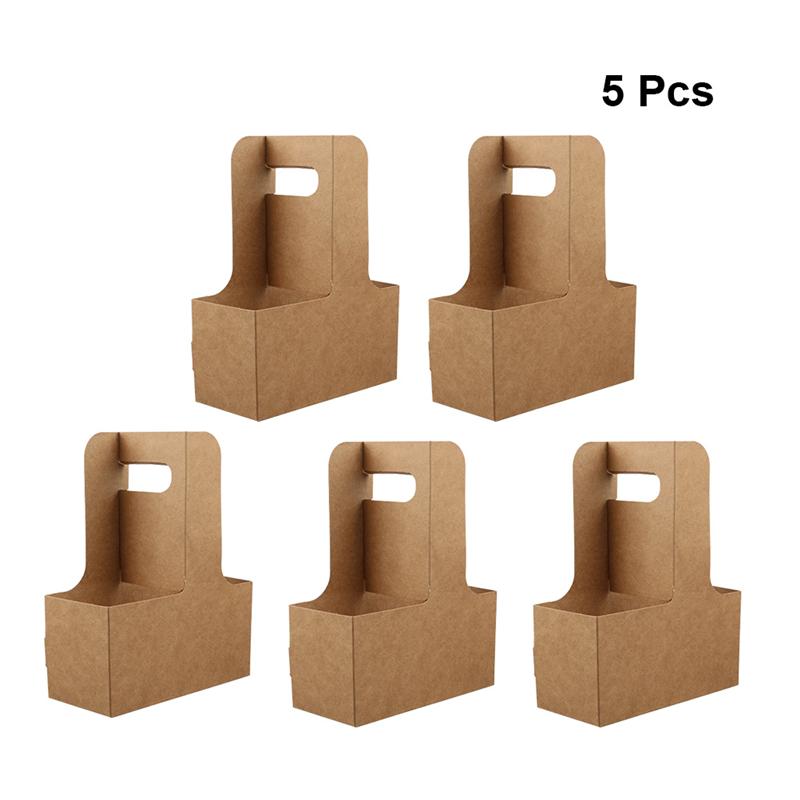 5PCS Disposable Kraft Drink Carrier Kraft Paper Cu... – Grandado