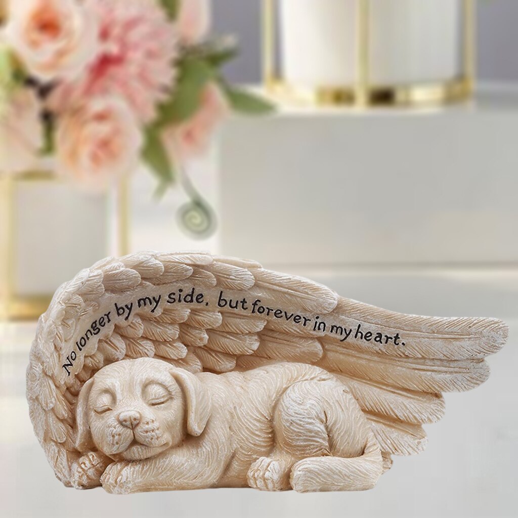 Angel Pet Statue, Cute Asleep Dog in Angel's W... – Grandado