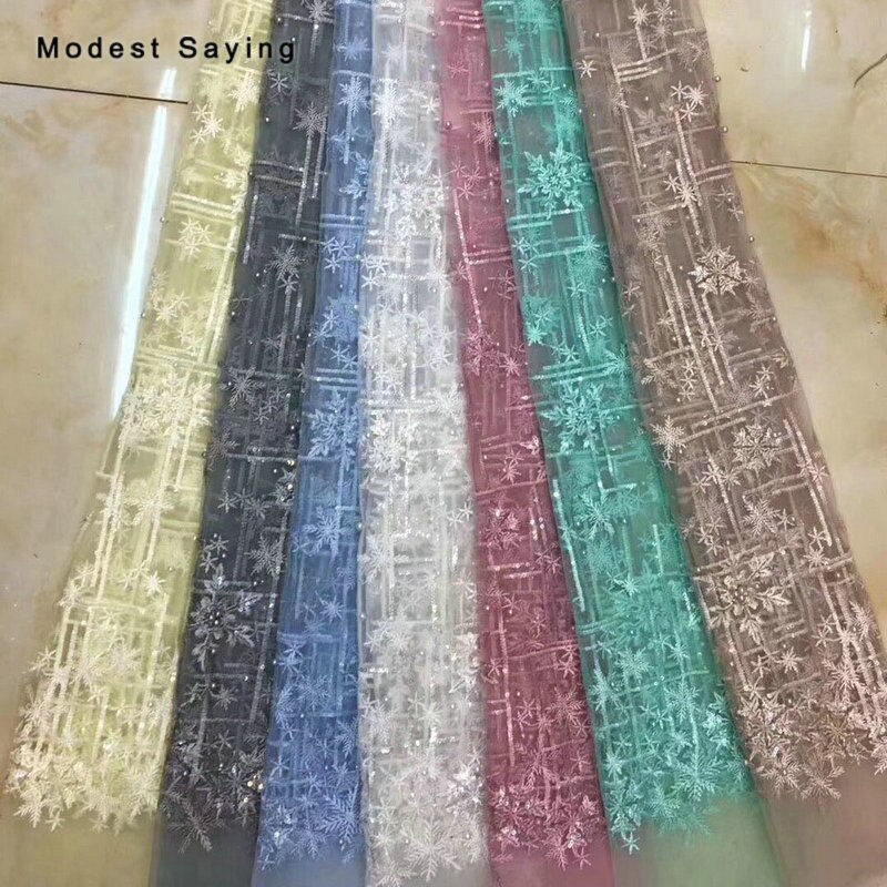 2 Yards Sky Blue Star Sequined Lace Fabrics for Ev... – Vicedeal