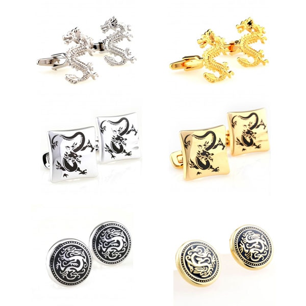 Siver and Gold Color Dragon Cufflink Cuff Link – Grandado