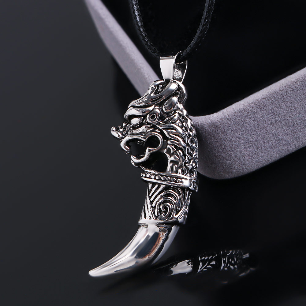 1 Pcs Men's Cool Titanium Steel Dragon Wolf Tooth ... – Grandado