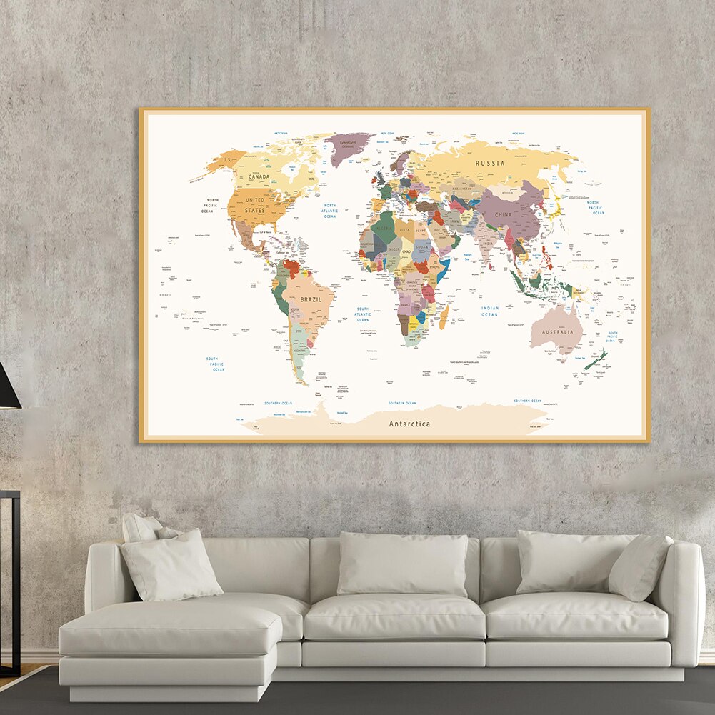 225*150cm The World Map Vintage Non-woven Canvas P... – Grandado