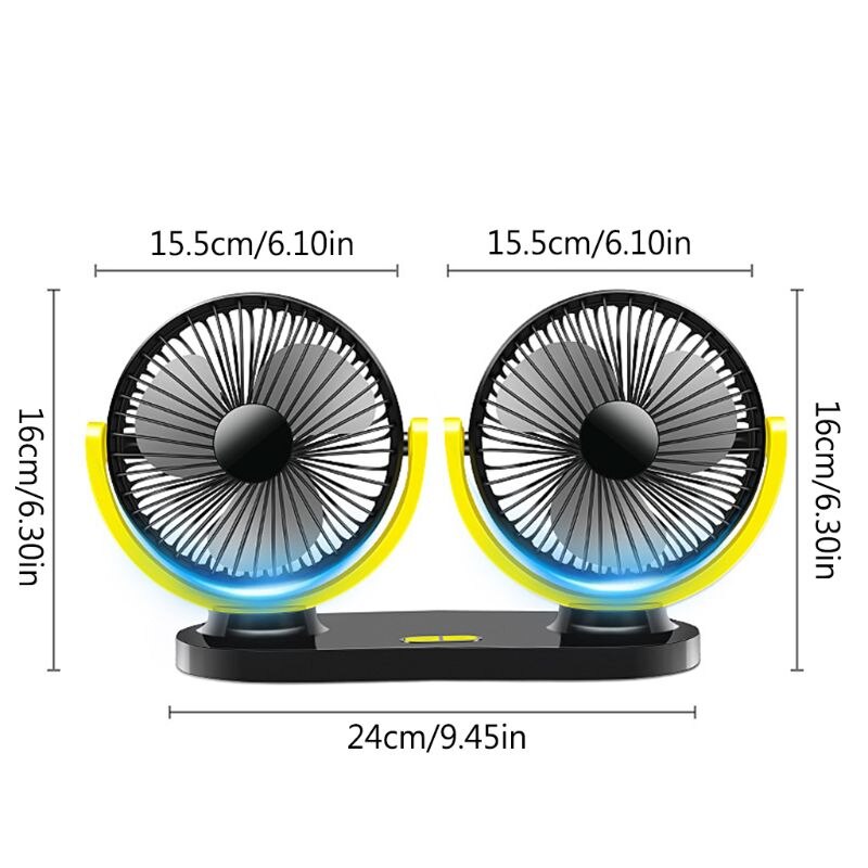 Car Fan Portable Vehicle Fan Dual Head Electric Co... – Vicedeal