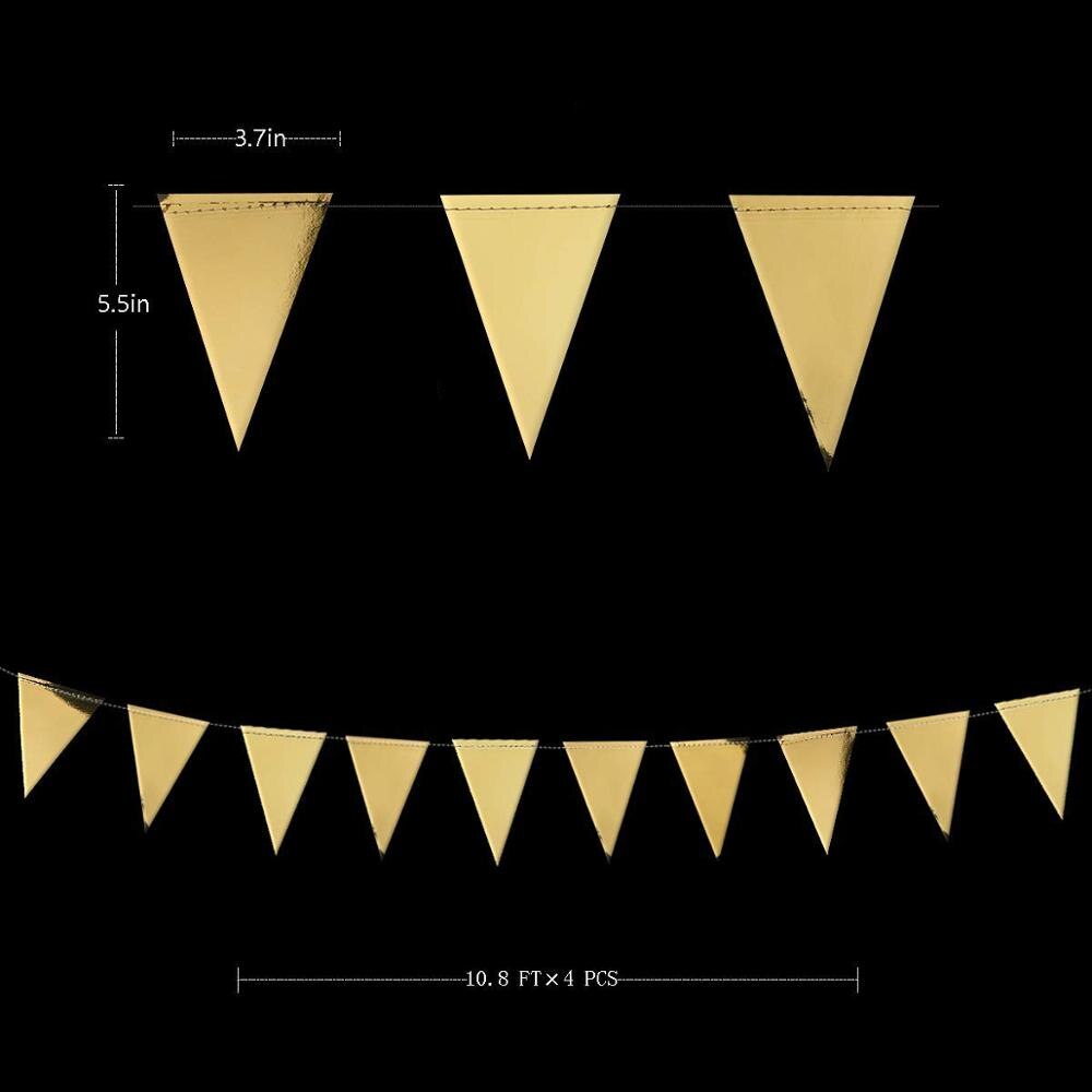 Black Gold Foil Polka Dot Pennant Banner Paper Tri... – Grandado